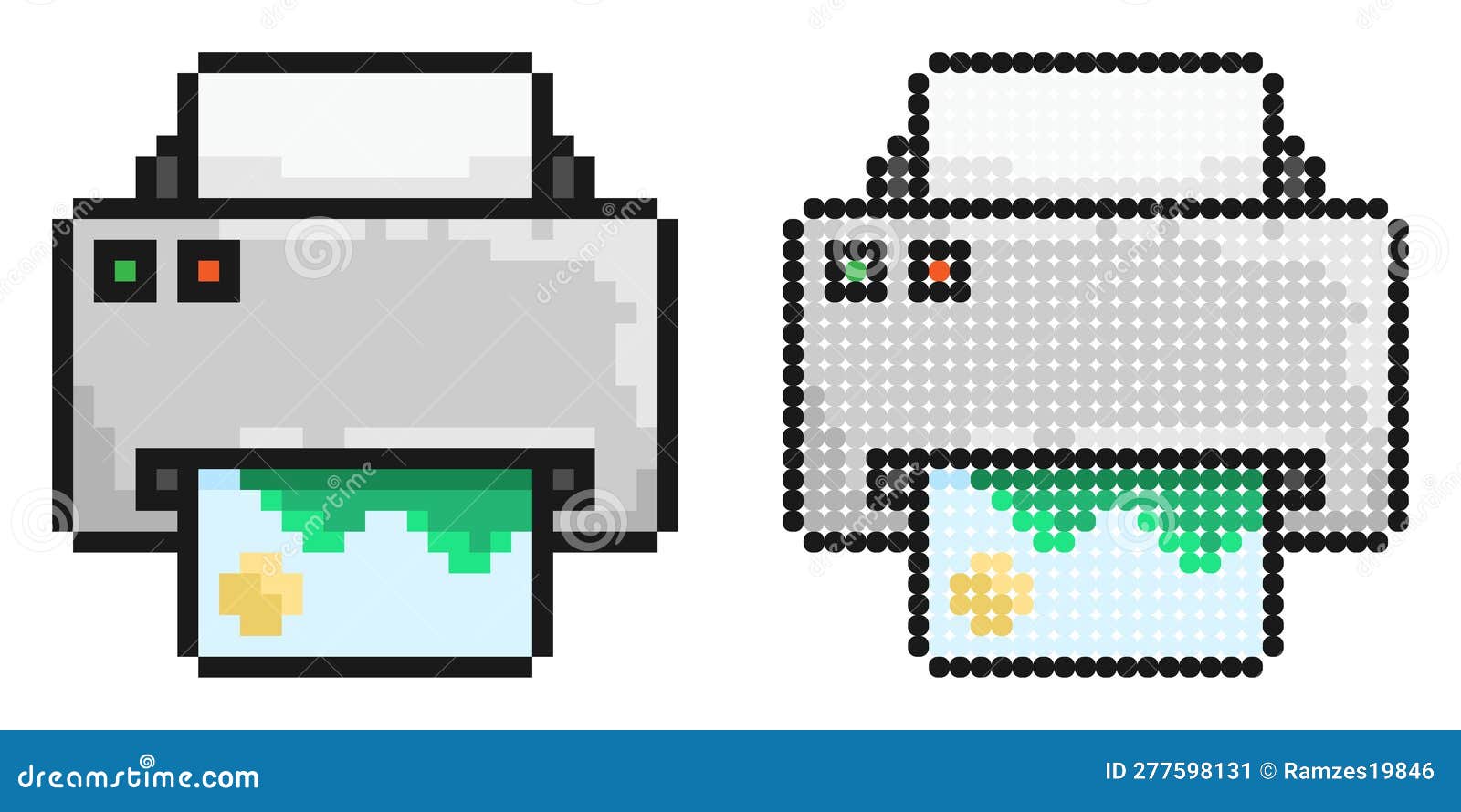 Pixel Icon. Inkjet Printer Perspective Front View. Printing Documents ...