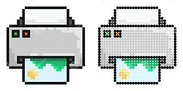 Pixel Icon. Inkjet Printer Perspective Front View. Printing Documents ...