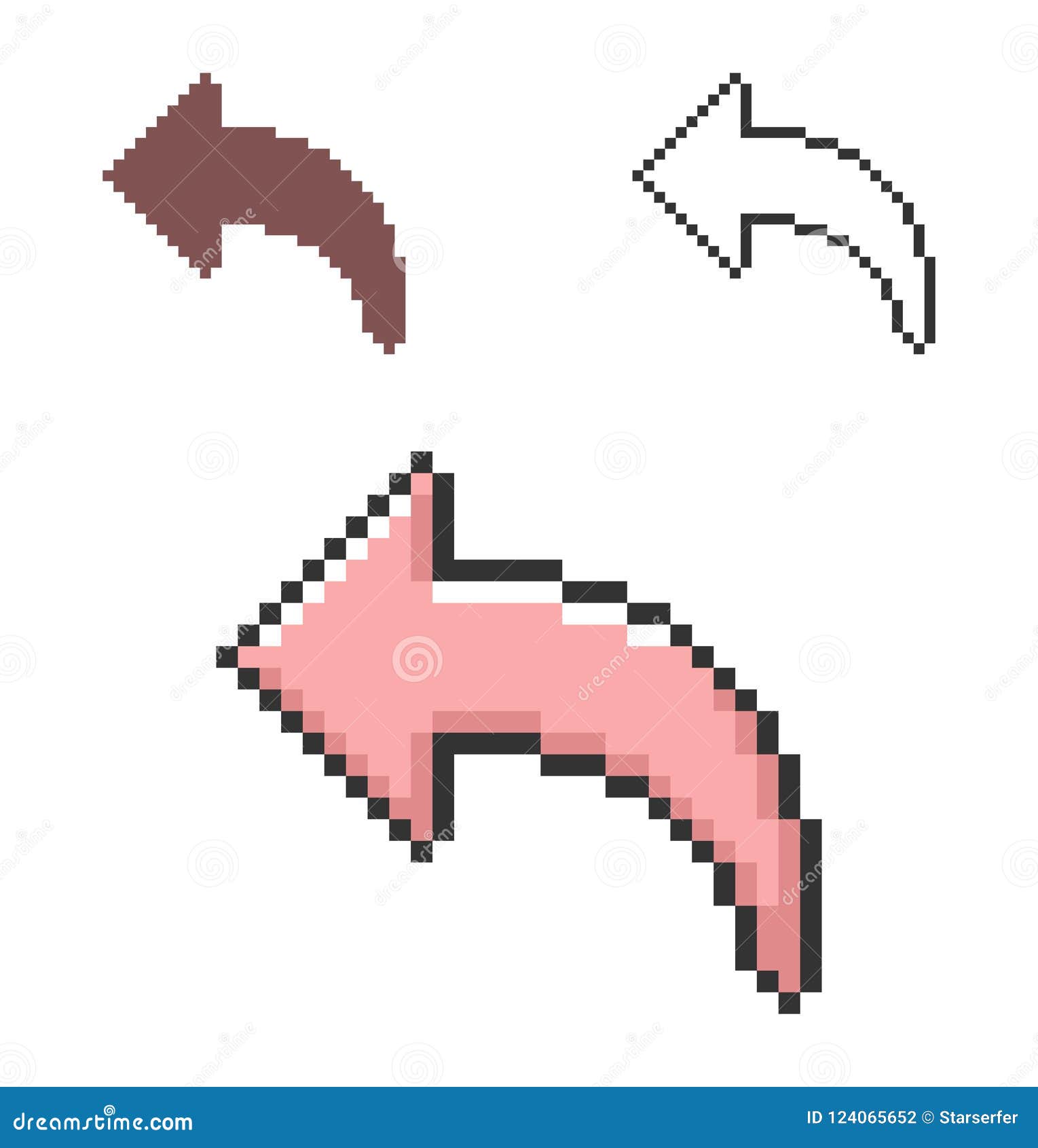 Pixel Icon of Left Curved Arrow Stock Vector - Illustration of backward ...