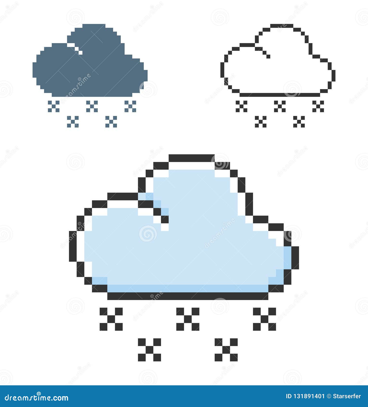 Pixel Icon of Light Snow Weather in Three Variants Stock Vector ...