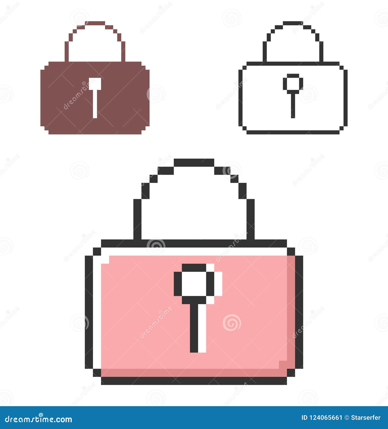 Pixel Icon of Locked Padlock Stock Vector - Illustration of safety ...