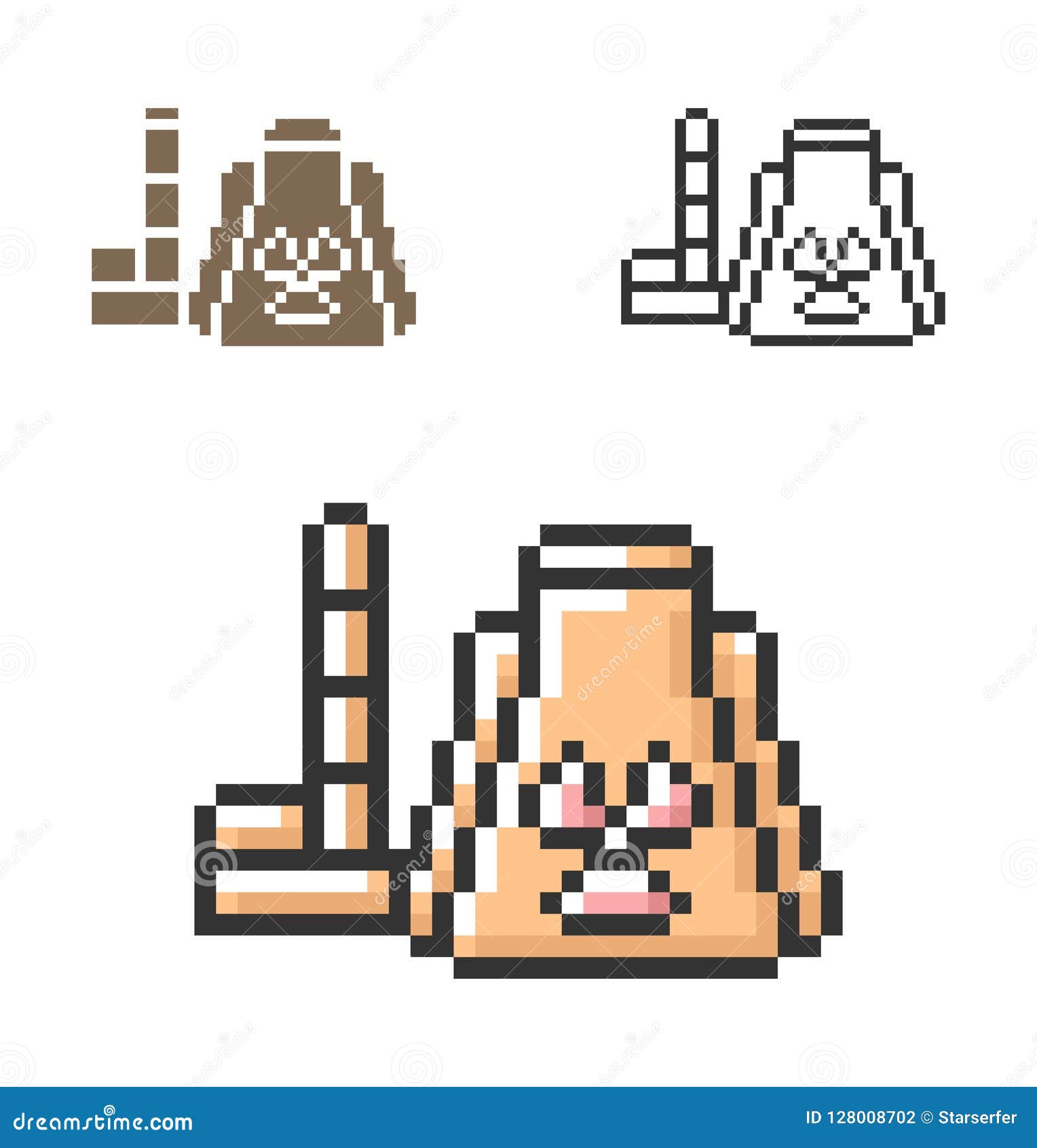Pixel Icon of Nuclear Power Plant in Three Variants Stock Vector ...
