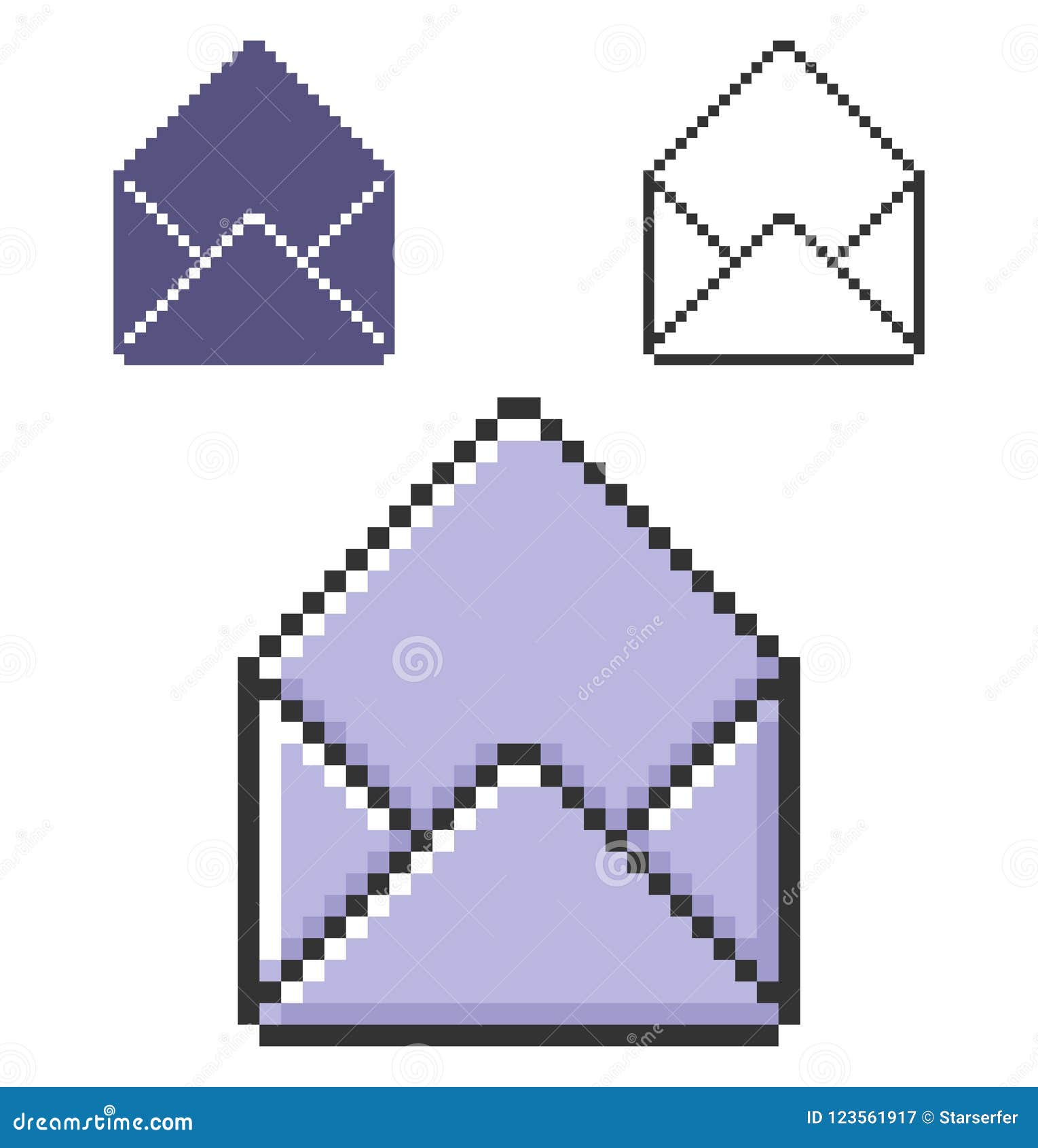 Pixel Icon of Open Empty Envelope Stock Vector - Illustration of paper ...