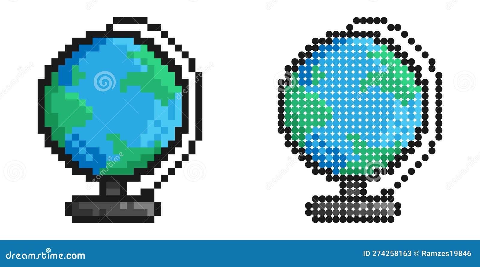 Pixel Icon. Planet Earth Model Globe For Training. Studying Geography ...