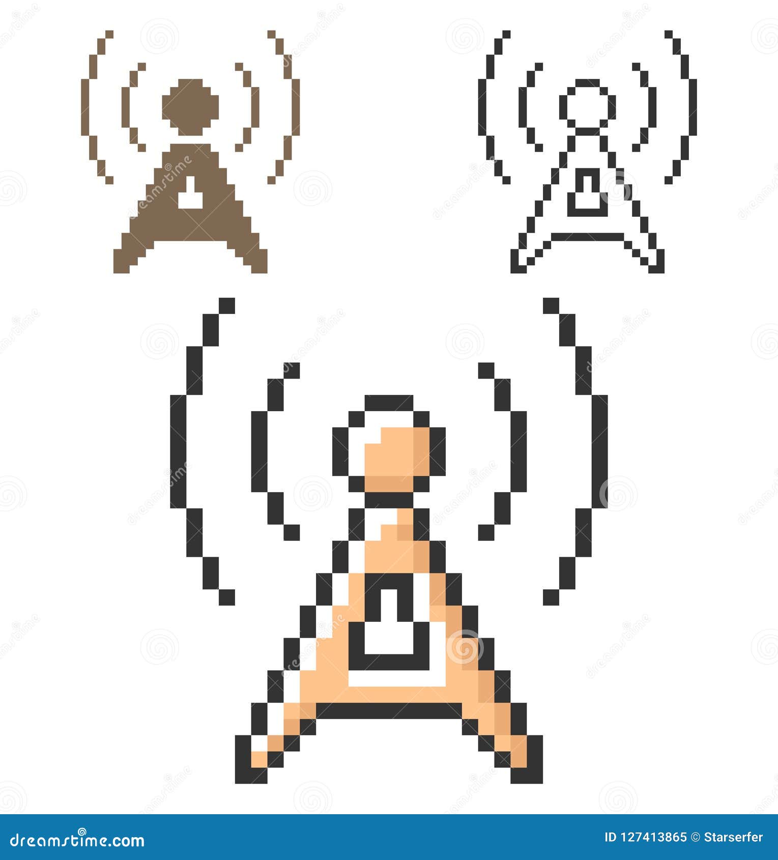 Pixel Icon Of Radio Repeater In Three Variants Cartoon Vector ...