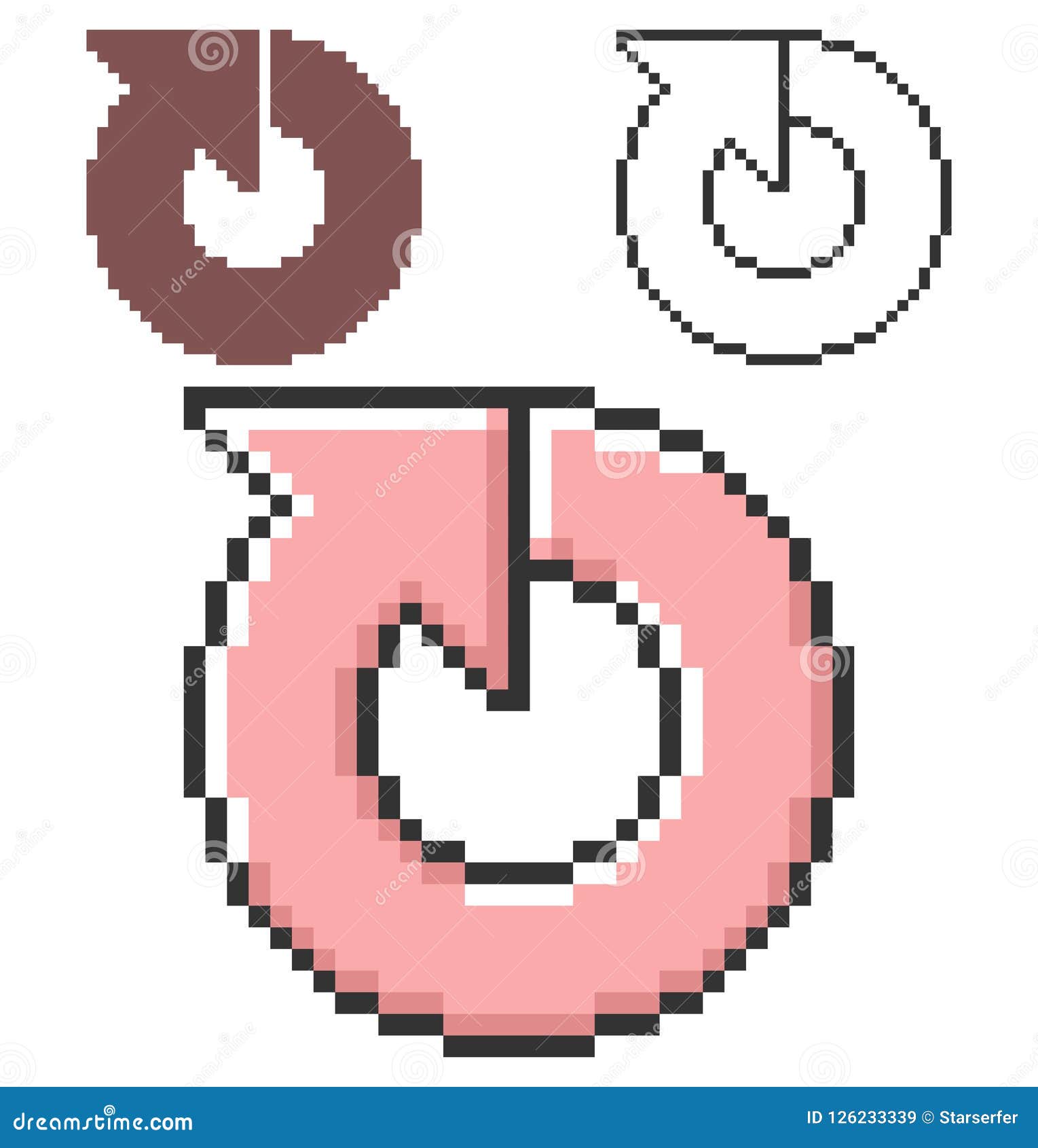 Pixel Icon of Recycling Arrow in Three Variants Stock Vector ...