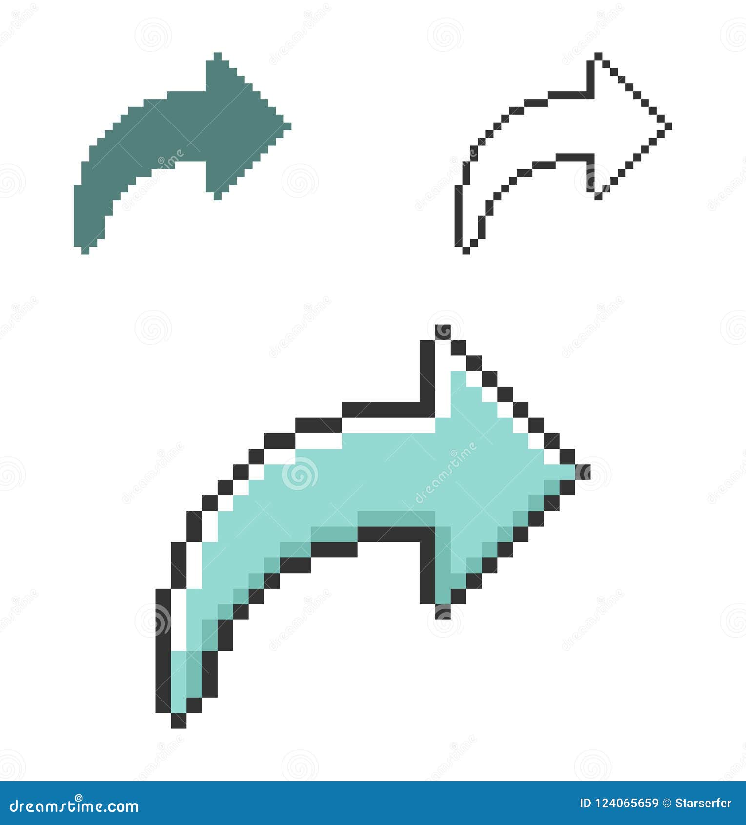 Pixel Icon of Right Curved Arrow Stock Vector - Illustration of contour ...