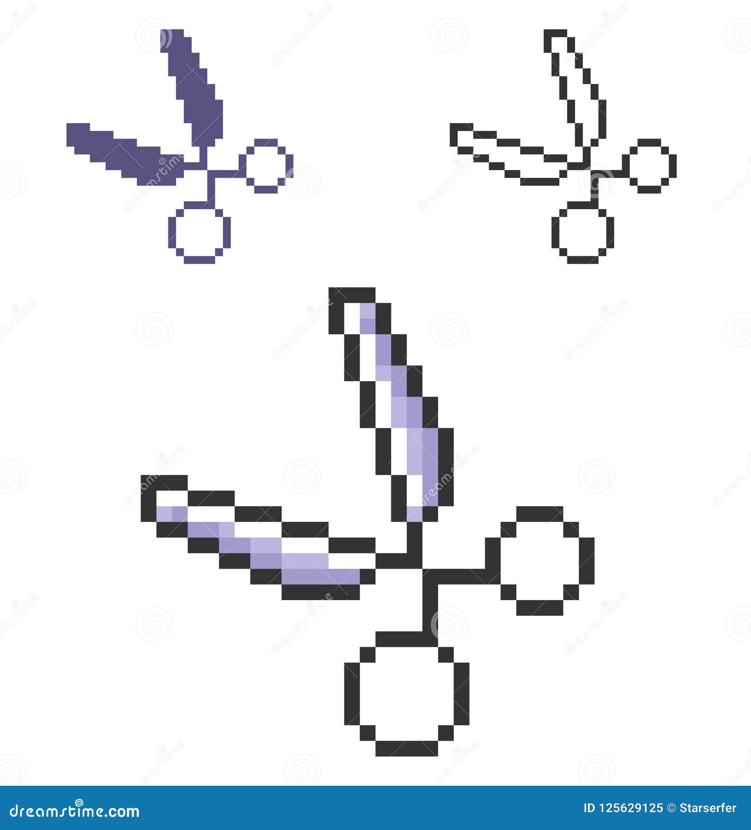 Pixel icon of scissors stock vector. Illustration of sharp - 125629125