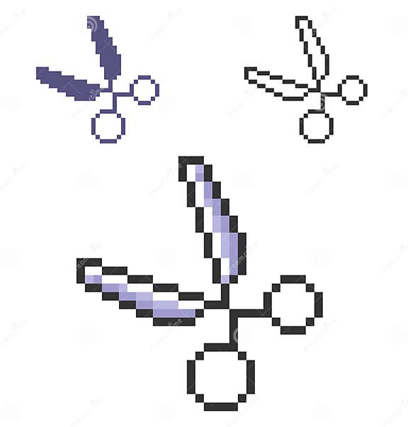 Pixel icon of scissors stock vector. Illustration of sharp - 125629125