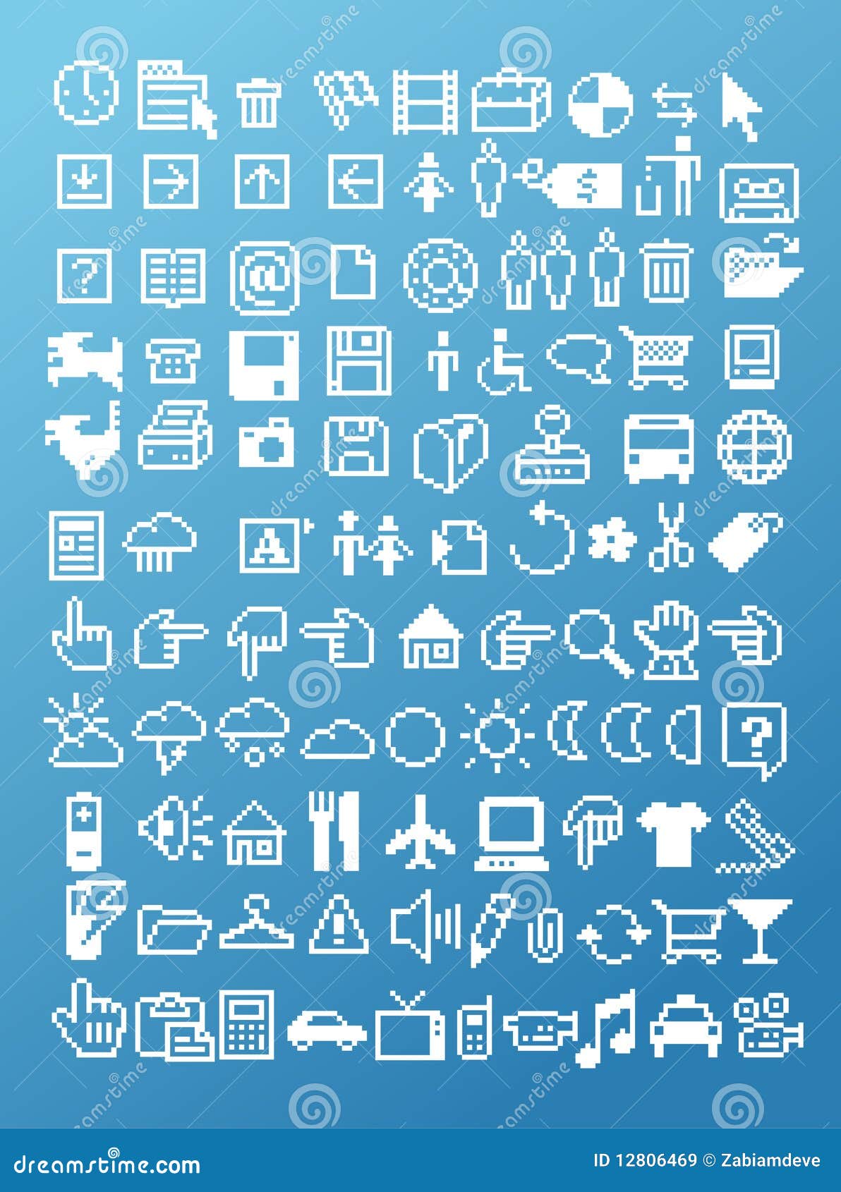 Pixel icon set stock vector. Illustration of element - 12806469