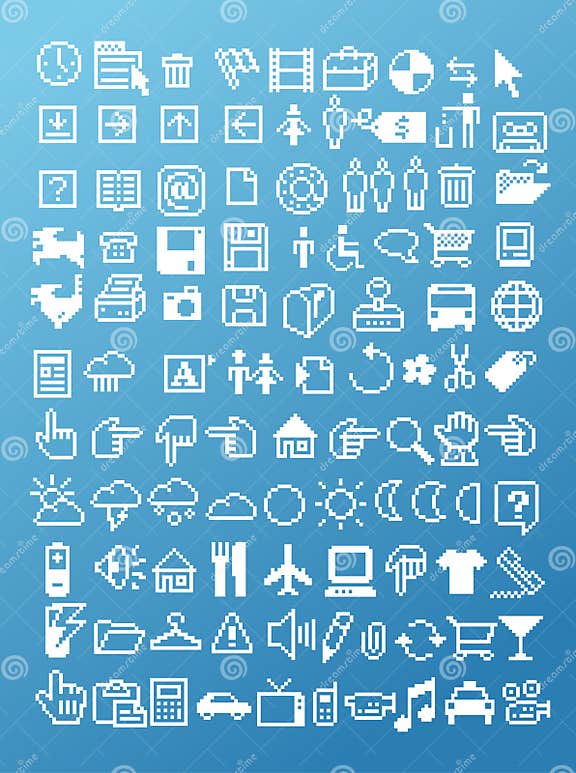 Pixel icon set stock vector. Illustration of element - 12806469