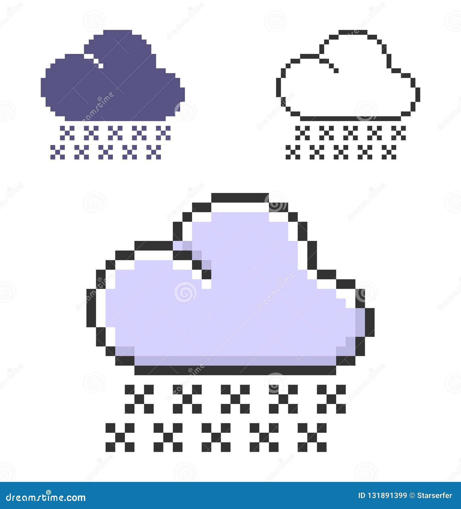 Pixel Icon of Snowfall in Three Variants Stock Vector - Illustration of ...