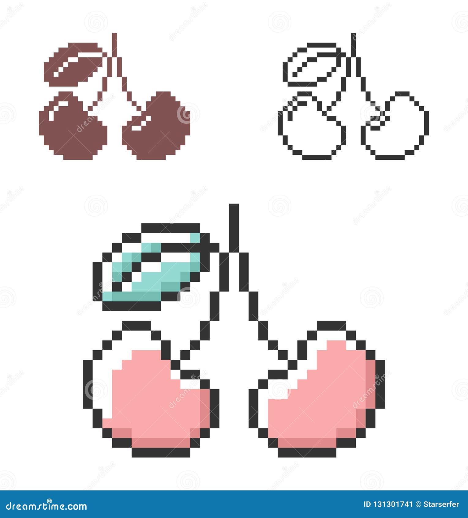 Pixel Art Cherries Pattern Stock Photo | CartoonDealer.com #189681564