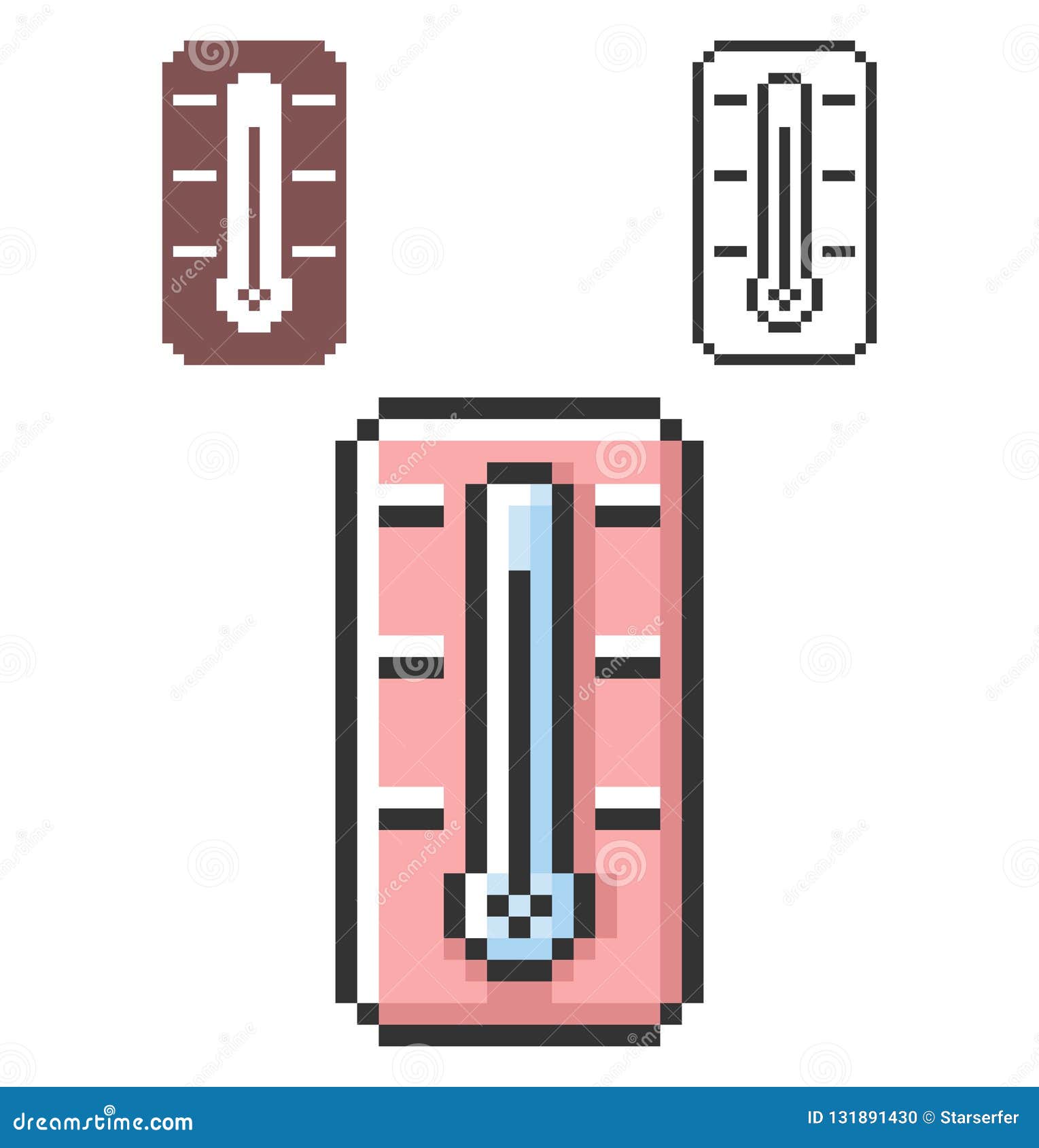 Pixel Icon of Thermometer in Three Variants. Stock Vector ...
