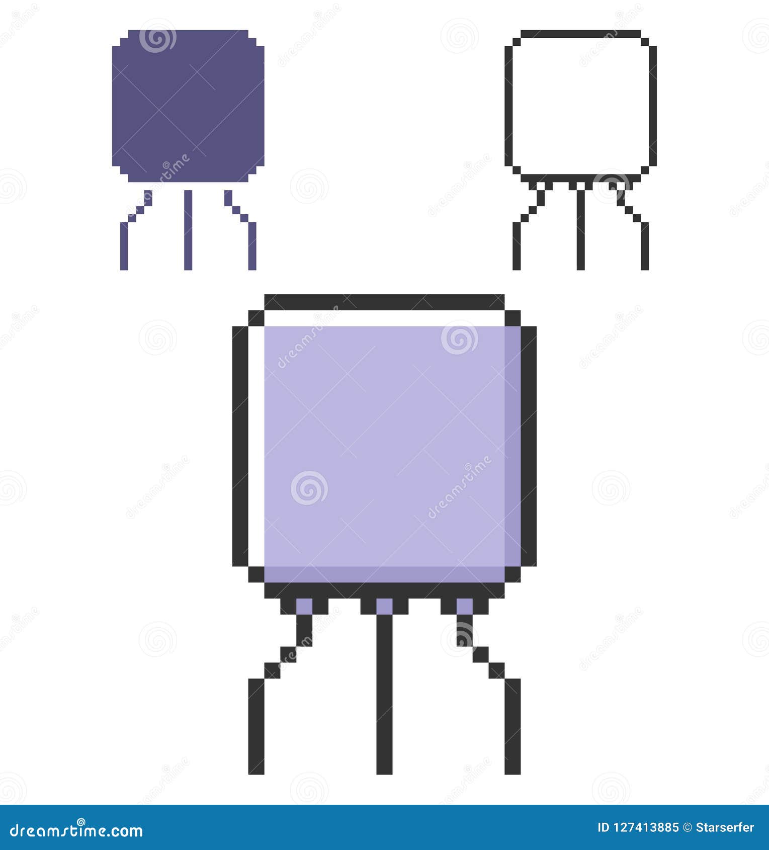 Pixel Icon of Transistor in Three Variants Stock Vector - Illustration ...