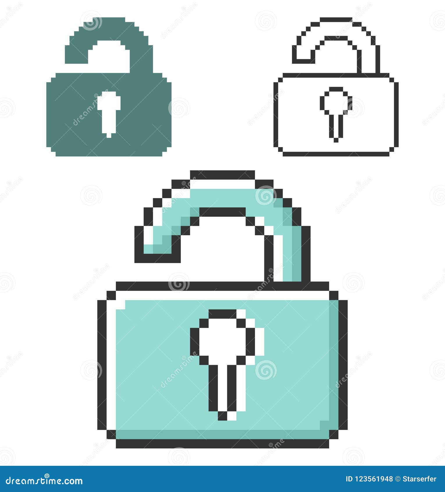 Pixel Icon of Unlocked Padlock Stock Vector - Illustration of open ...