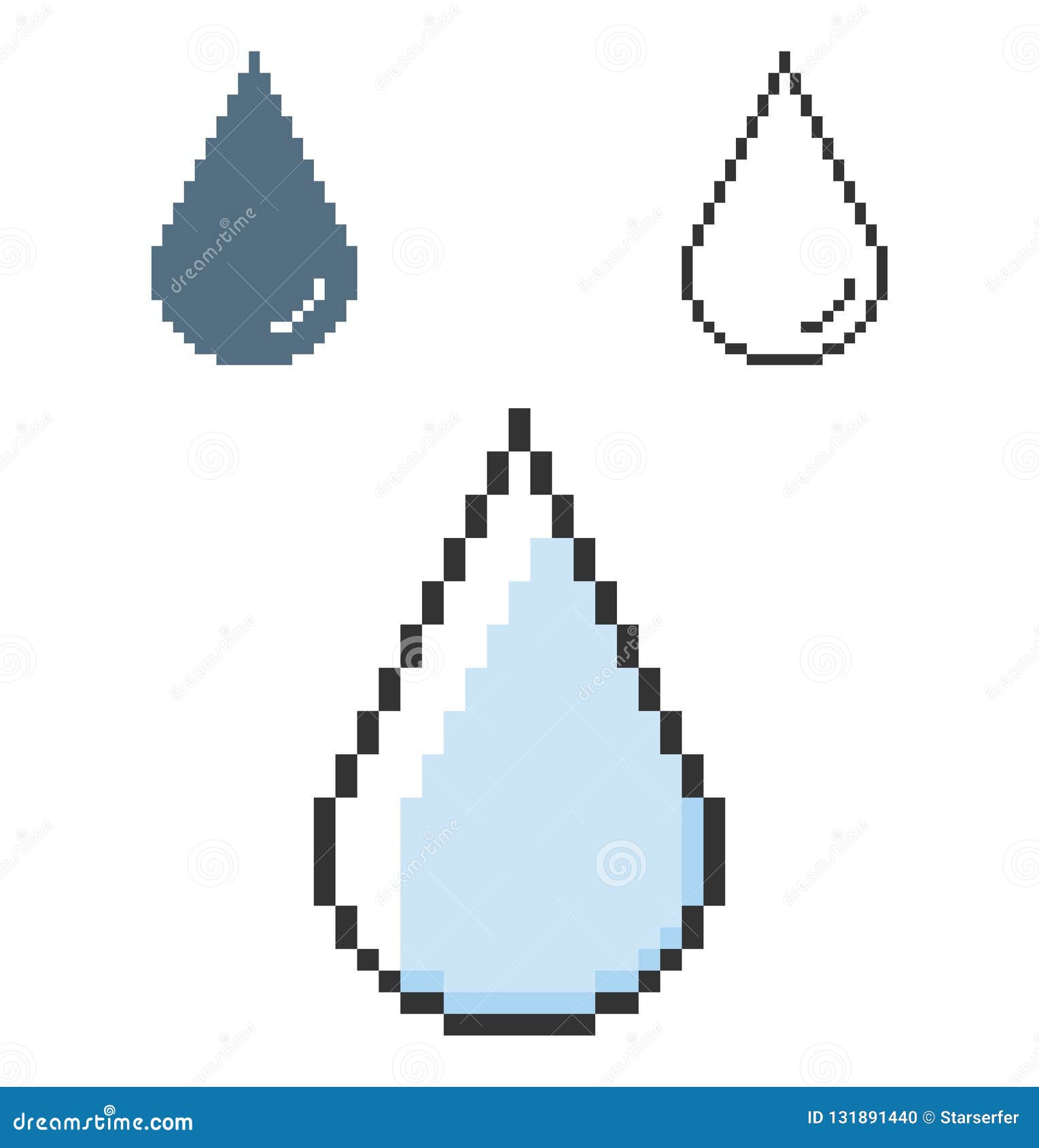 Pixel Icon of Water Drop in Three Variants Stock Vector - Illustration ...