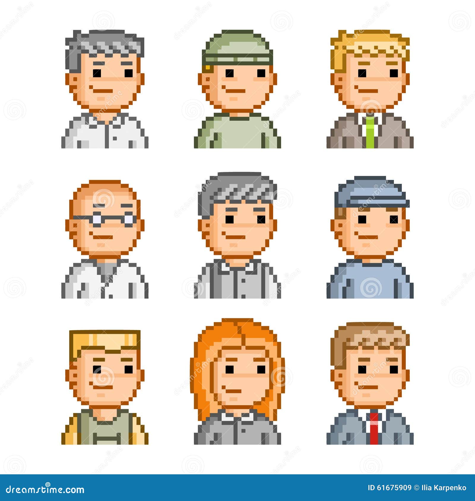 Pixel icons of people stock illustration. Illustration of male - 61675909