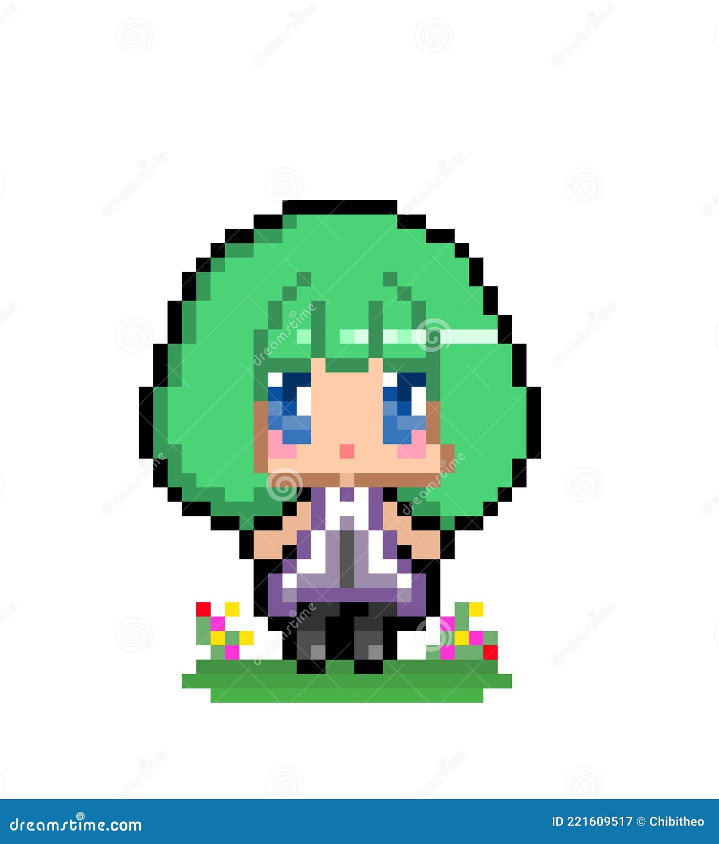 Pixel Little Girl In Pixel Art Cartoon Vector | CartoonDealer.com ...