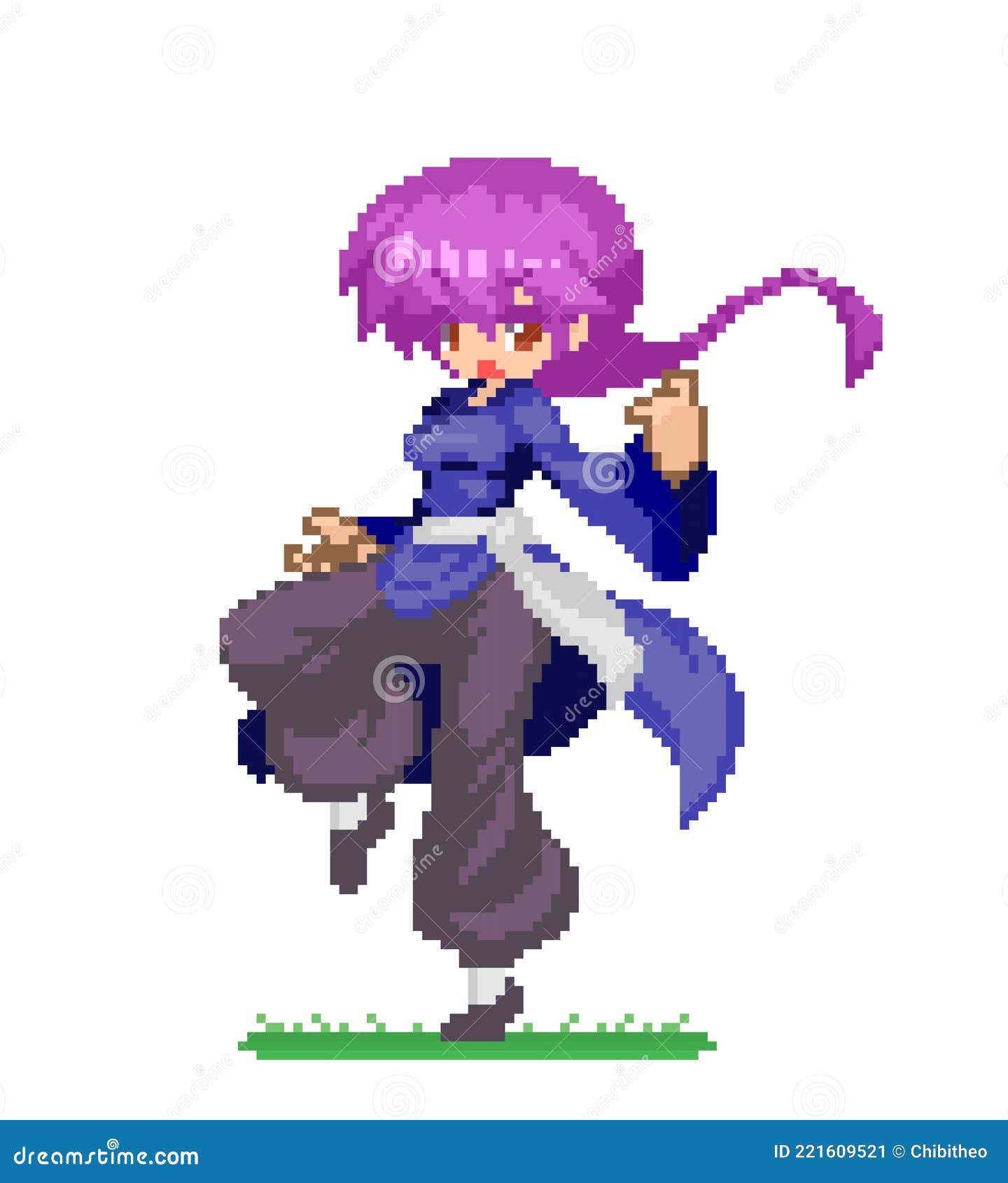 Pixel Image Of Cute Anime Little Girl Cartoon Vector | CartoonDealer ...