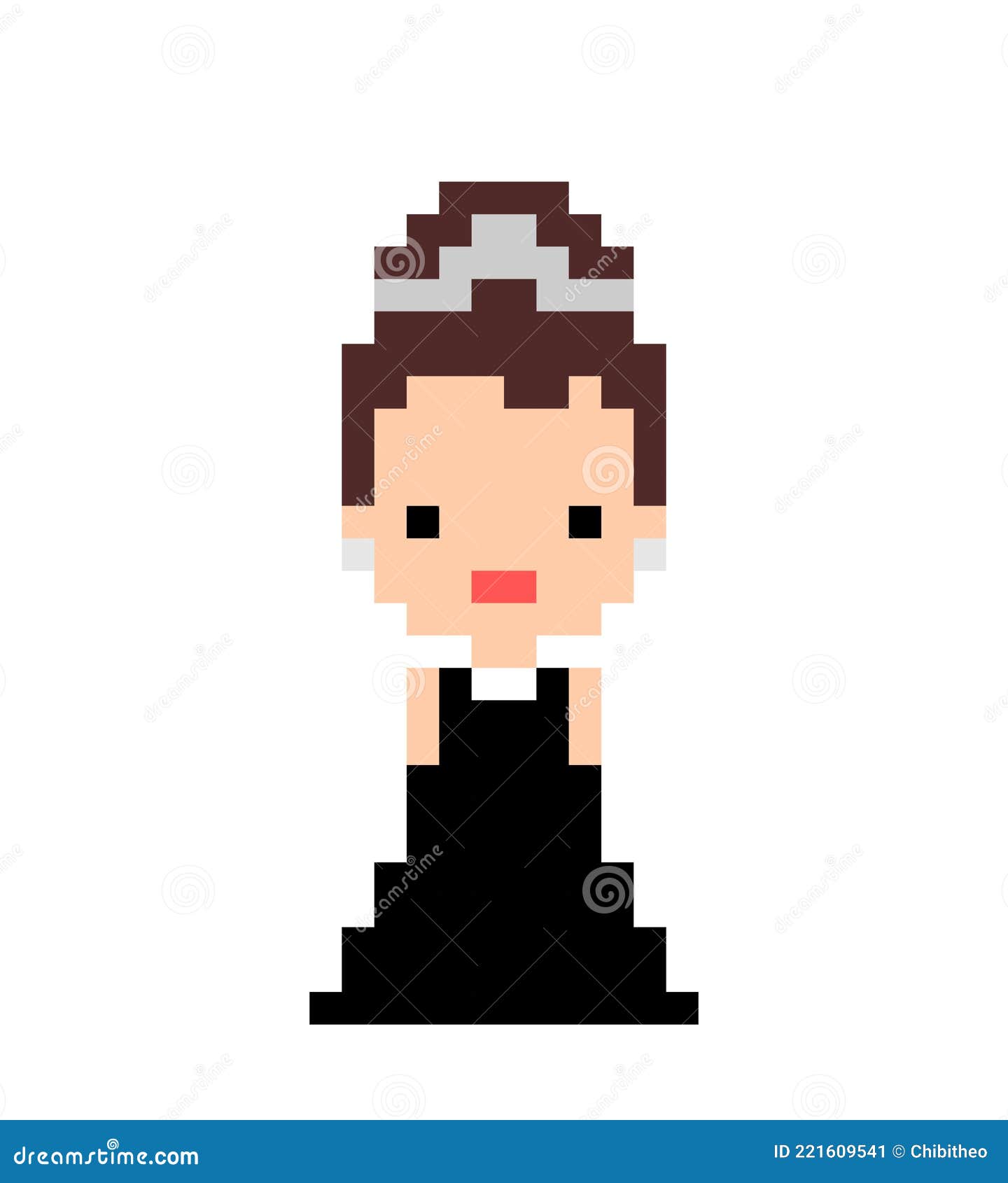 A Princess In 8 Bit Pixel Art. Beads Pattern A Cute Girl Cartoon Vector ...