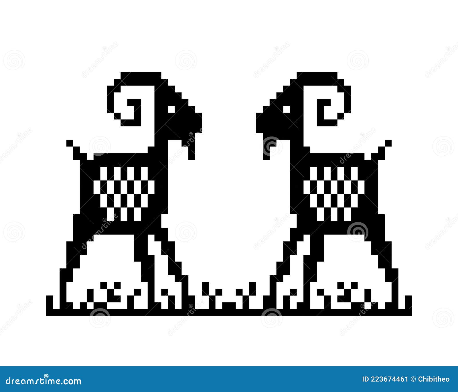 Pixel Image of Twin Goats 8 Bit Stock Vector - Illustration of cute ...