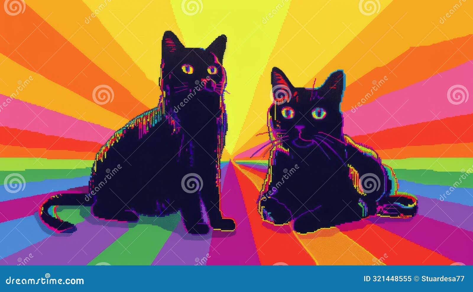 Pixel Cats: Cute Minecraft-inspired Pixel Art Illustration Stock Photo ...