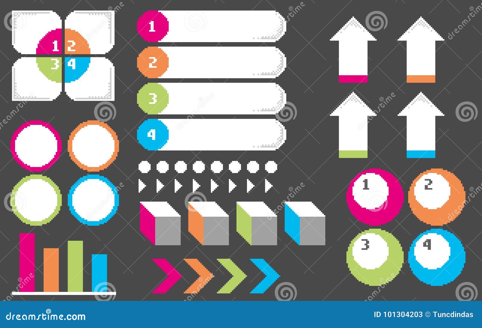 Pixel infographics1 stock de ilustración. Ilustración de ordenador ...