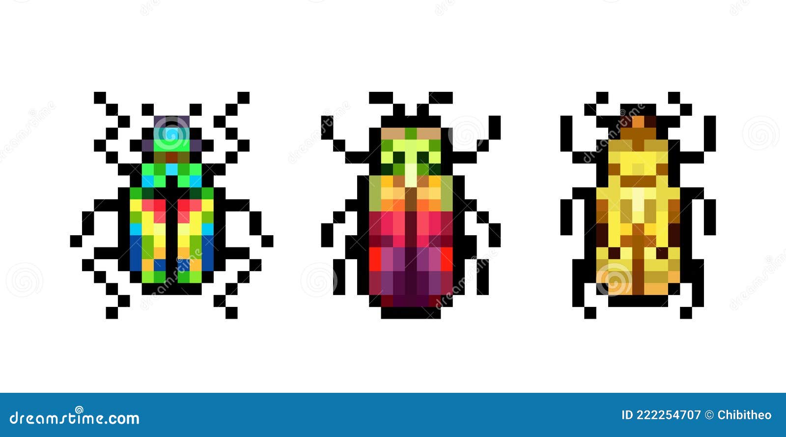 Pixel Art Insect Eating Plant Cartoon Vector | CartoonDealer.com #228206311