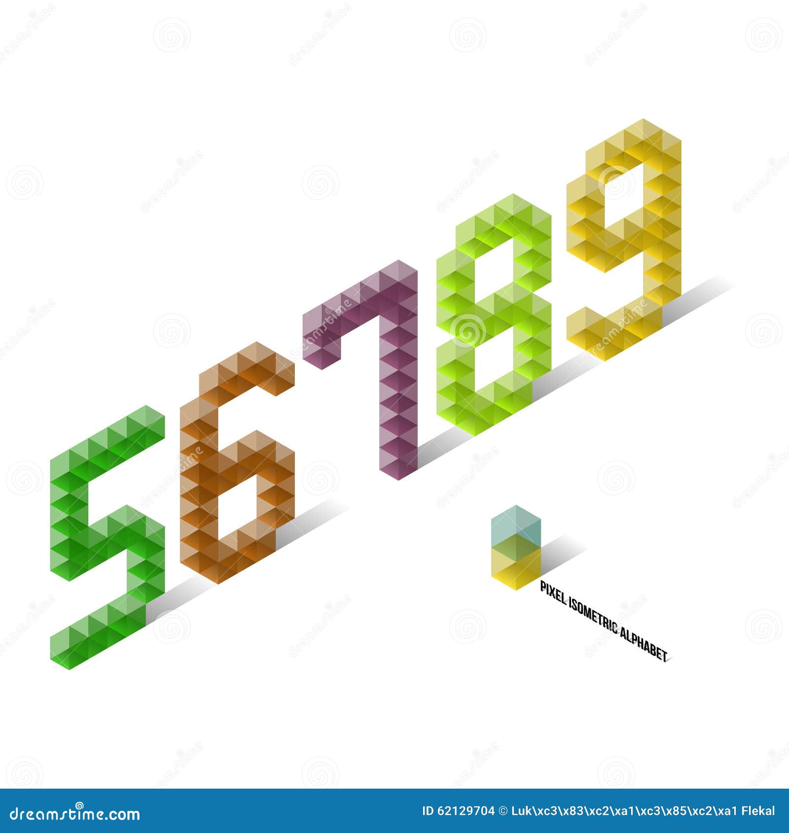 Pixel Isometric Font. 8-bit Symbols. 3D Digital Video Game Style ...