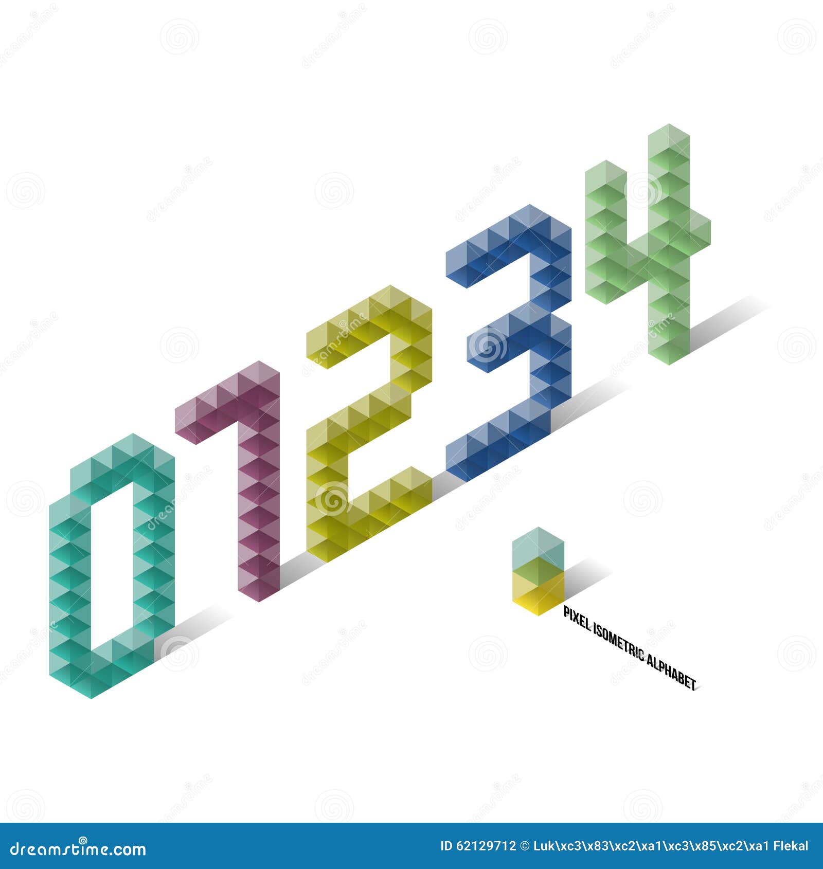 Pixel Isometric Font. 8-bit Symbols. 3D Digital Video Game Style ...