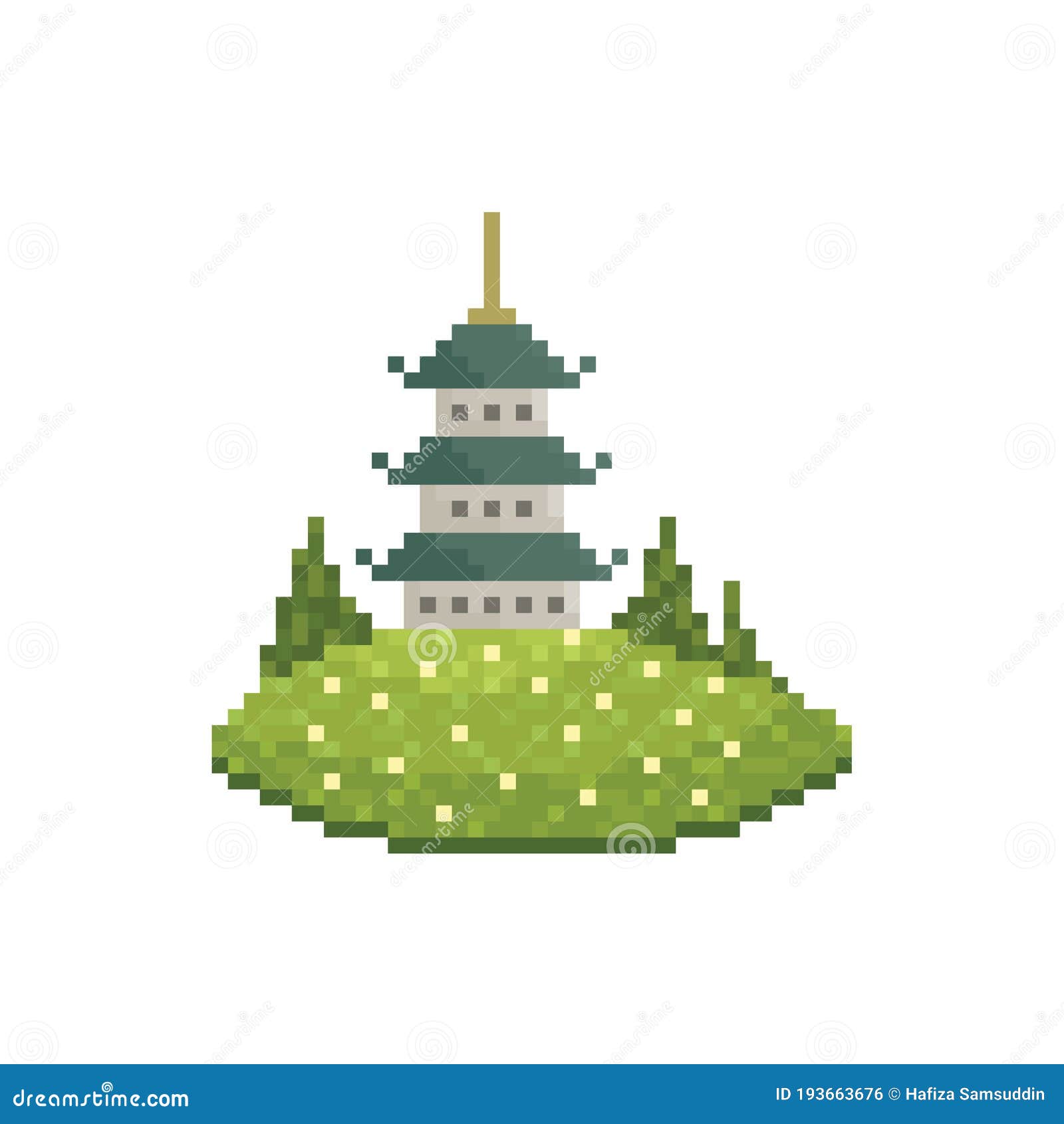 Pixel Japanese Castle. Vector Illustration Decorative Design Stock ...