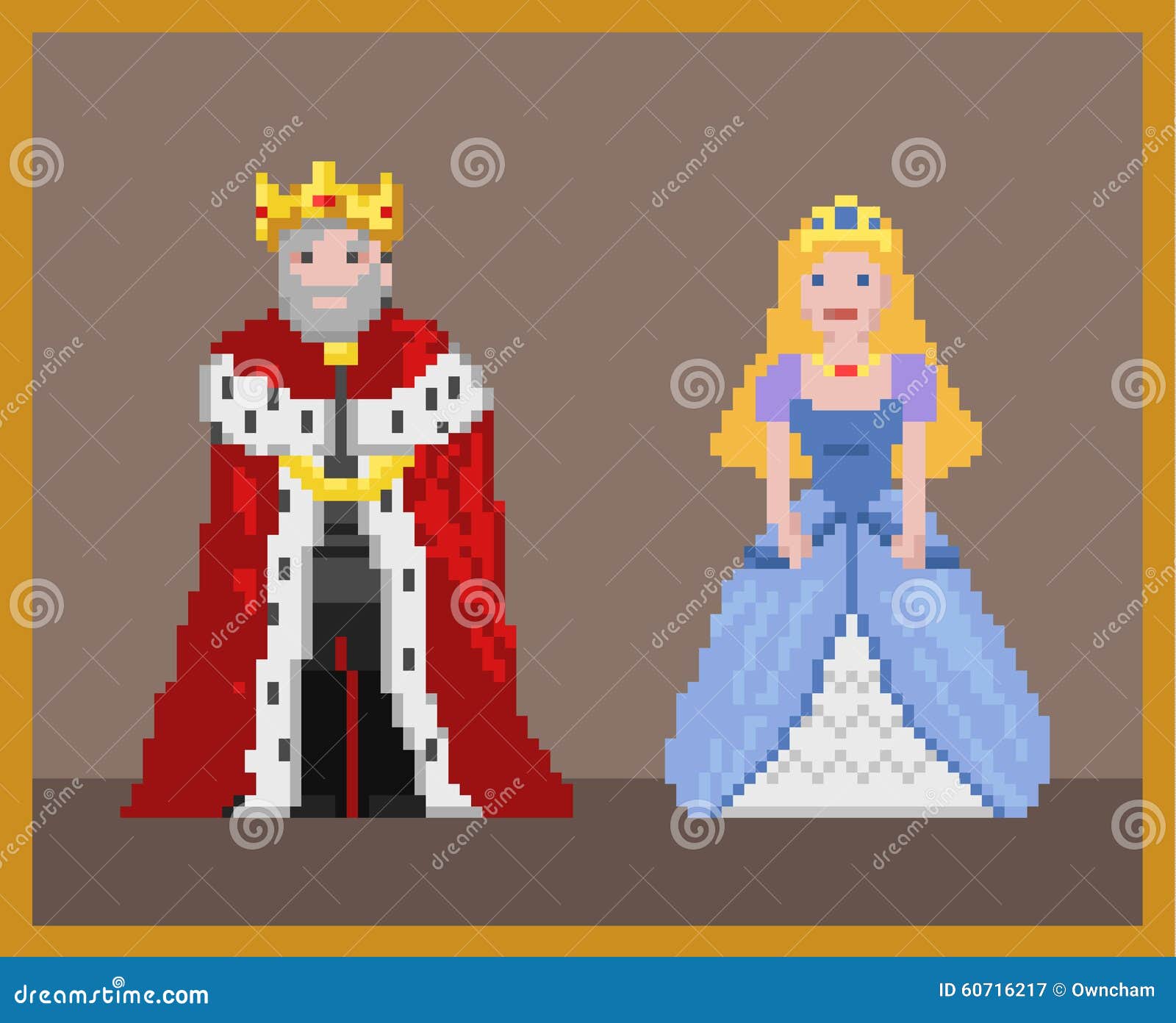 Pixel Art King Character. Fairytale Personage Vector Illustration ...