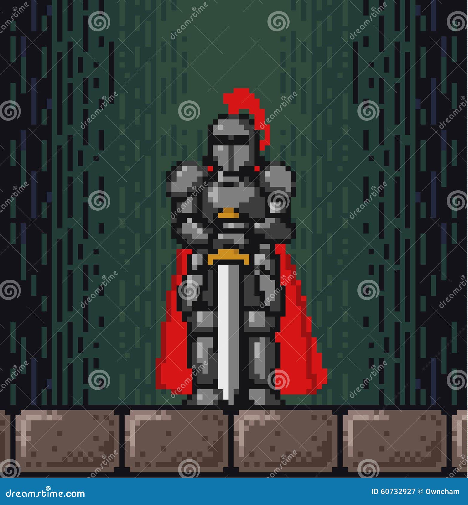 Pixel Art Knight Vector Illustration | CartoonDealer.com #78535476