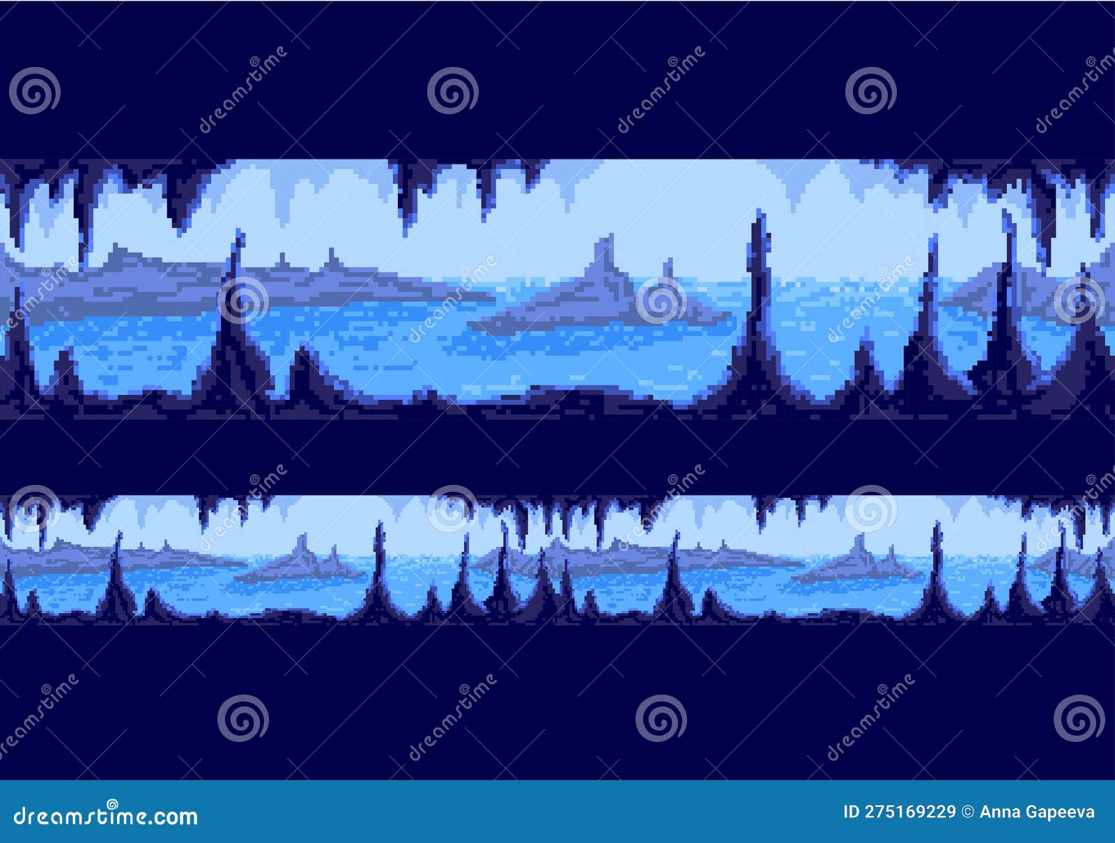 Pixel Art Landscape, Background Game Platformer With Rainbow, Trees And ...