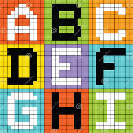 Pixel Letters Set 1: ABC DEF GHI Stock Vector - Illustration of ...