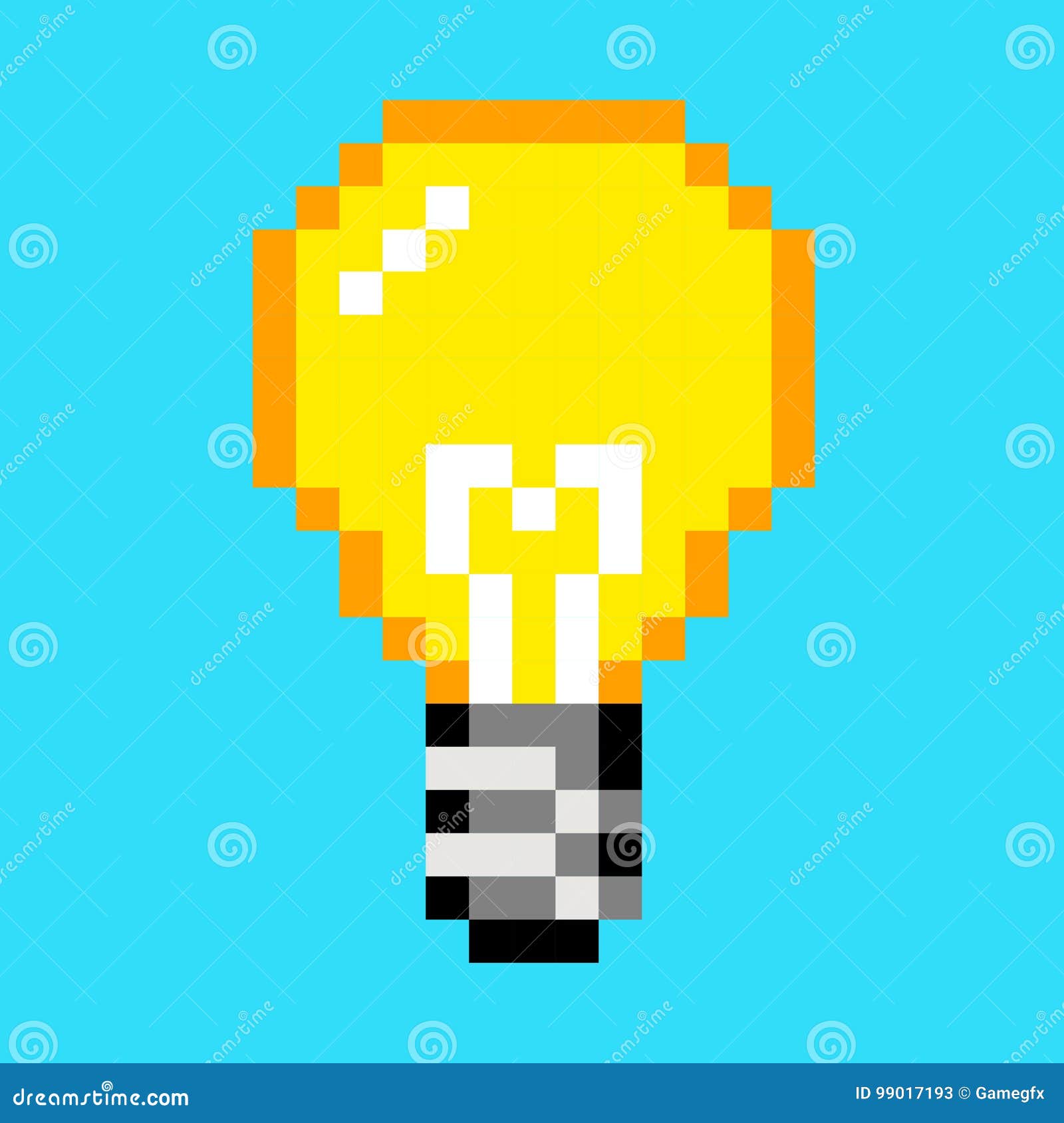 Pixel Light Bulb Idea Art Cartoon Retro Game Style Stock Vector ...