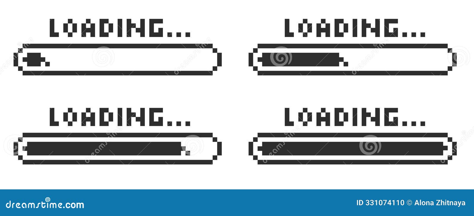 Pixel Art 8-bit Loading Bar Concept. Loading Or Installing Process. Cartoon Vector ...