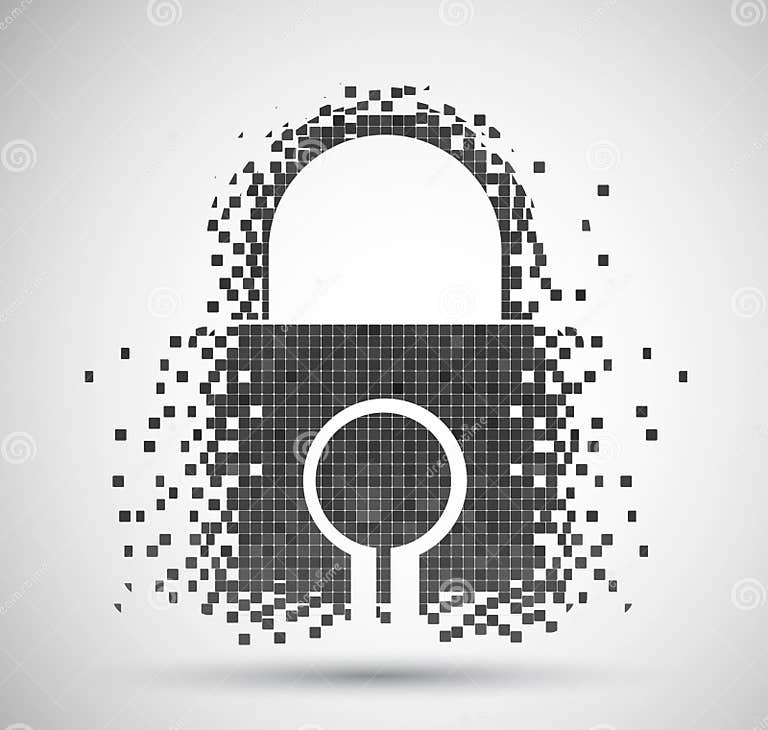Pixel Lock on Digital Screen Stock Vector - Illustration of lock ...