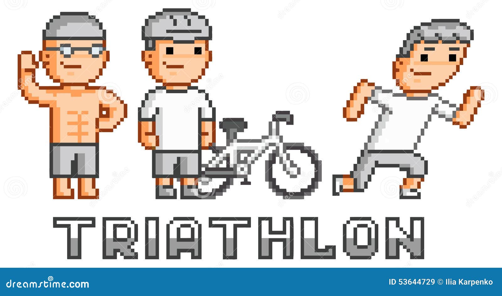 Pixel Logo Triathlon Cartoon Vector | CartoonDealer.com #53644729