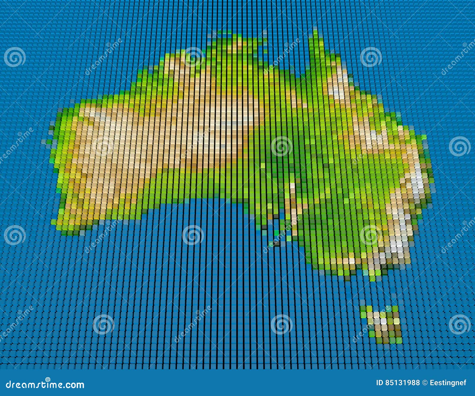 Pixel Map of Australia. Colorful 3D Rendering Illustration Stock ...
