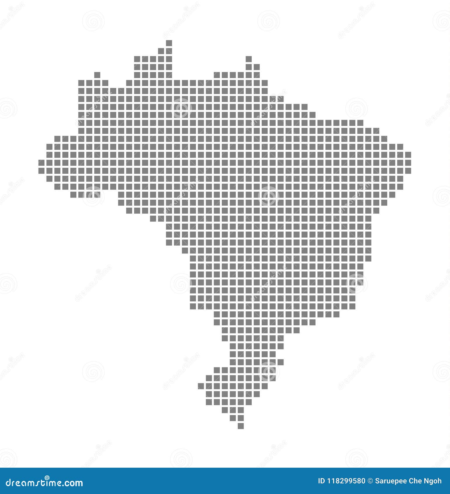 Pixel Map Of Brazil. Vector Dotted Map Of Brazil Isolated On White ...