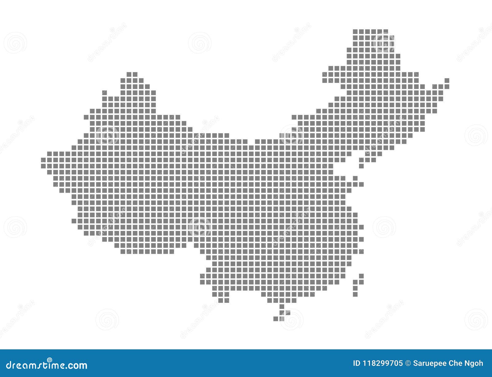 Pixel Map Of China. Vector Dotted Map Of China Isolated On White ...
