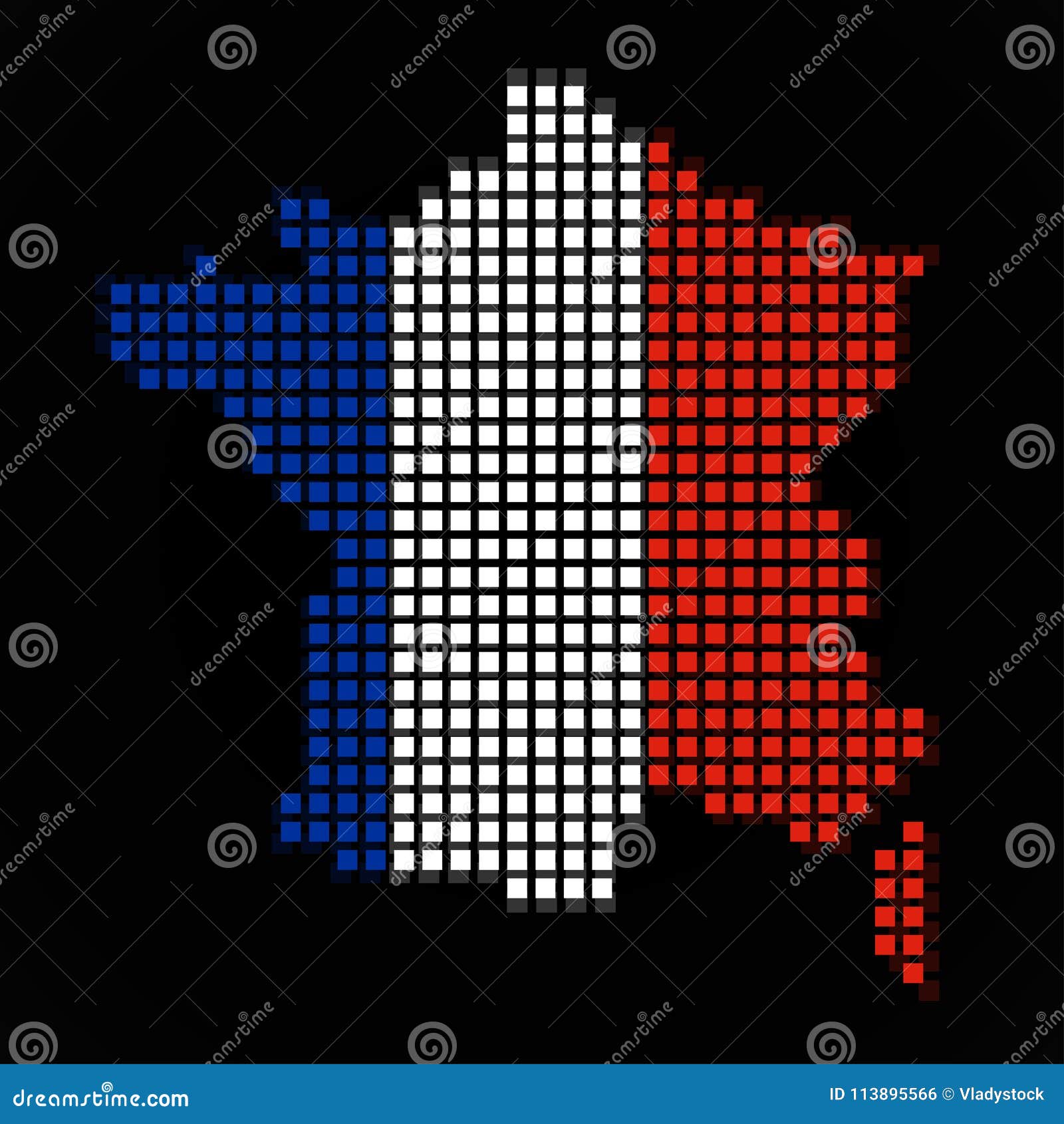 Pixel Map of France with the Flag Inside Stock Vector - Illustration of ...