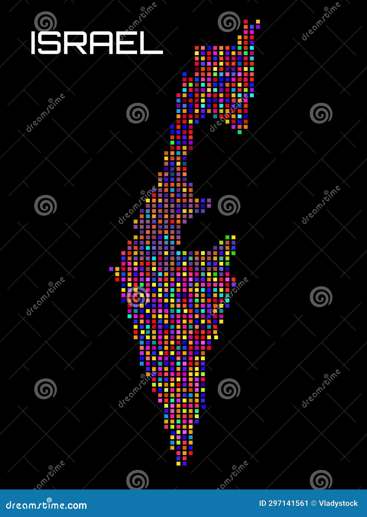 Pixel Map Of Israel. Vector Dotted Map Of Israel Isolated On White ...