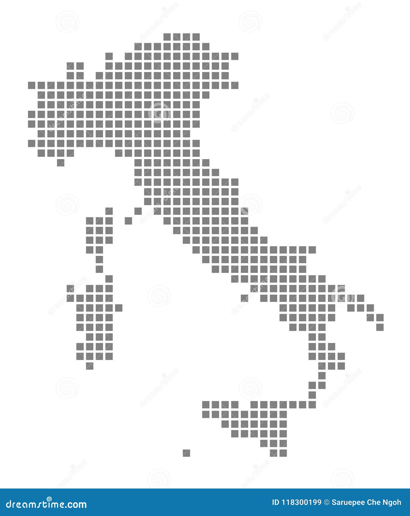 Pixel Map Of Italy. Vector Dotted Map Of Italy Isolated On White ...