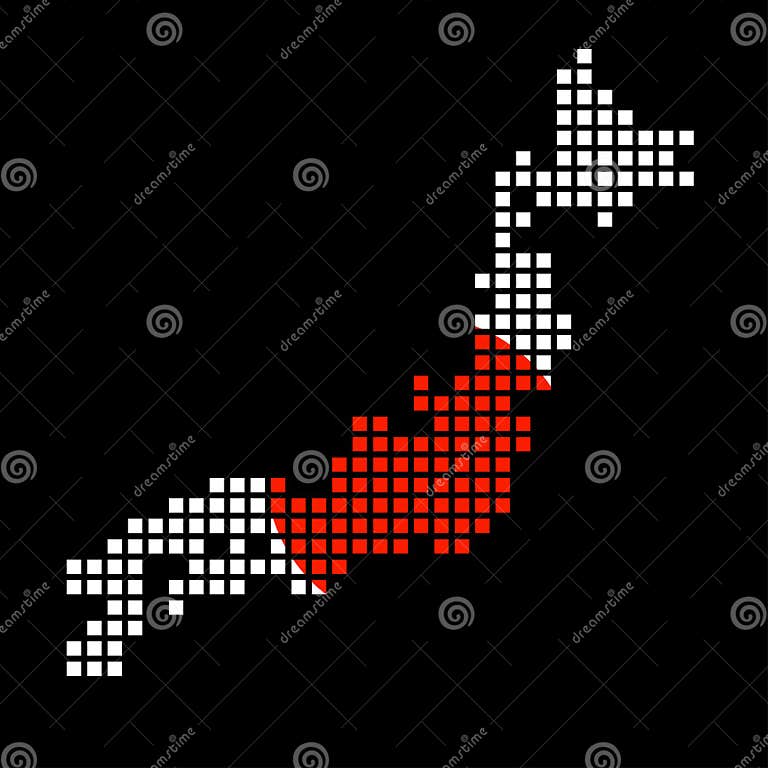 Pixel Map of Japan with the Flag Stock Vector - Illustration of ...