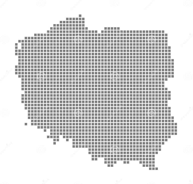 Pixel Map of Poland. Vector Dotted Map of Poland Isolated on White ...