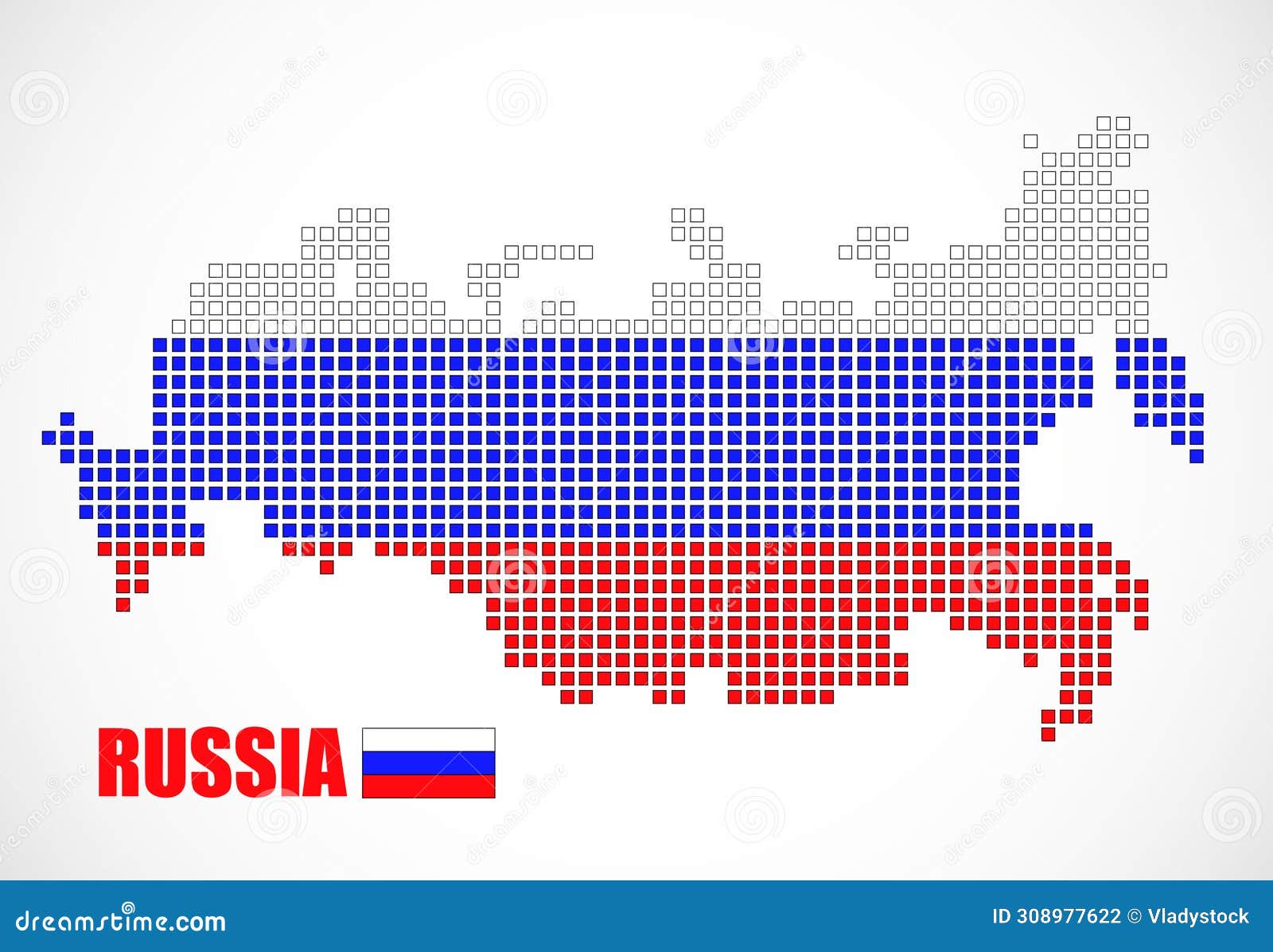 Pixel Map of Russia with the Flag Inside Isolated on White Background ...