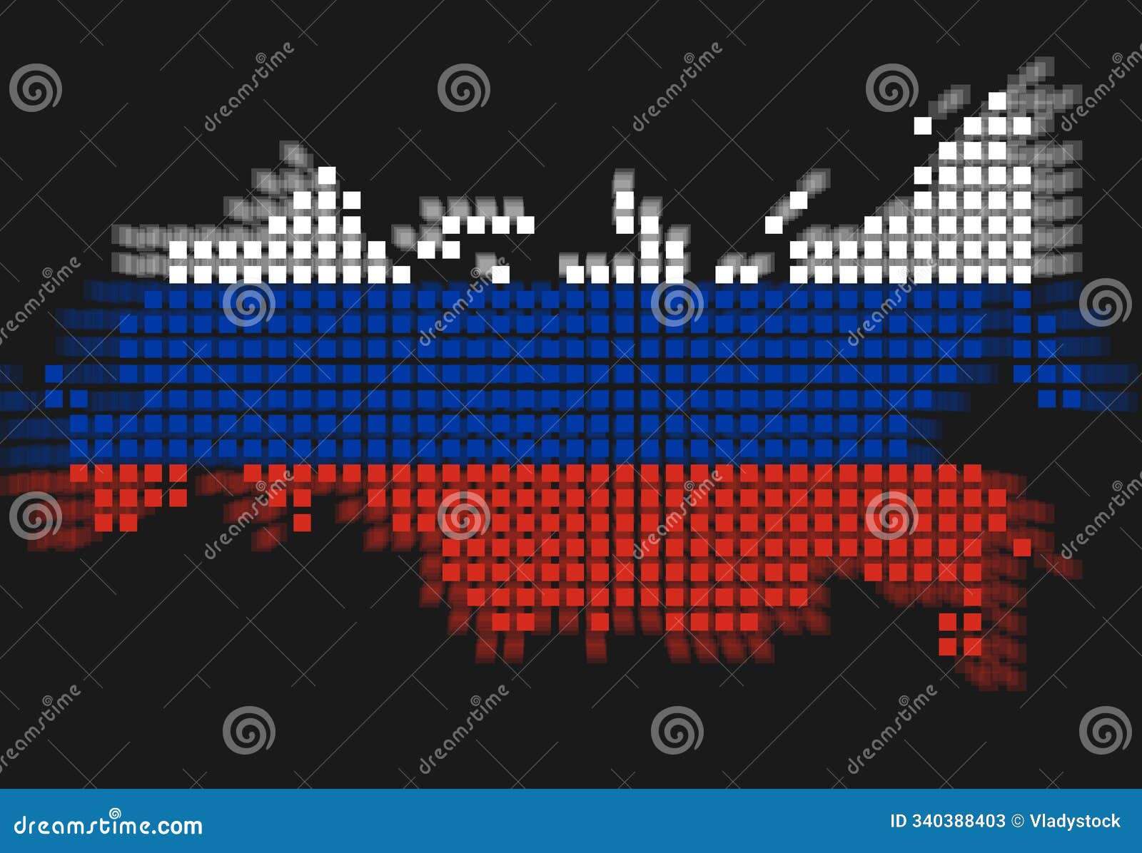 Pixel Map of Russia with the Flag Inside Stock Image - Image of ...